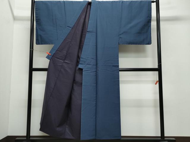 平和屋着物○男性 紬 アンサンブル 青褐色 正絹 逸品 未使用 CAAU9934vf