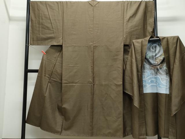 平和屋着物●男性　紬　アンサンブル　100亀甲　正絹　逸品　未使用　CAAU9939vf