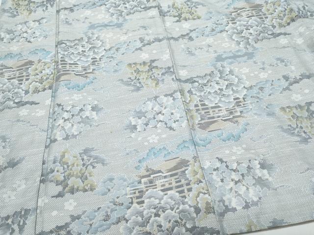 平和屋着物○都喜ヱ門 本場大島紬 白大島 7マルキ 風景草木