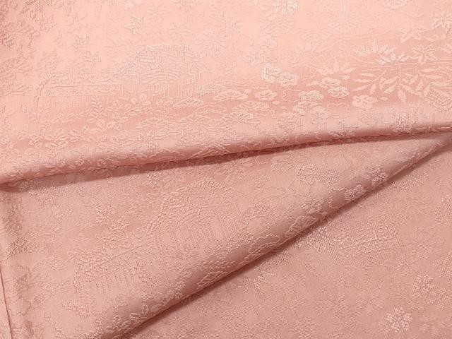 平和屋着物●上質な色無地　風景草花地紋　薄紅色　さが美扱い　正絹　逸品　未使用　CAAU9951vf