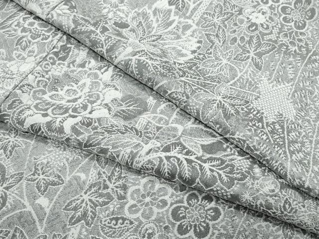 平和屋着物●上質なお召　天目織　更紗花唐草文　正絹　逸品　CAAU9958vf