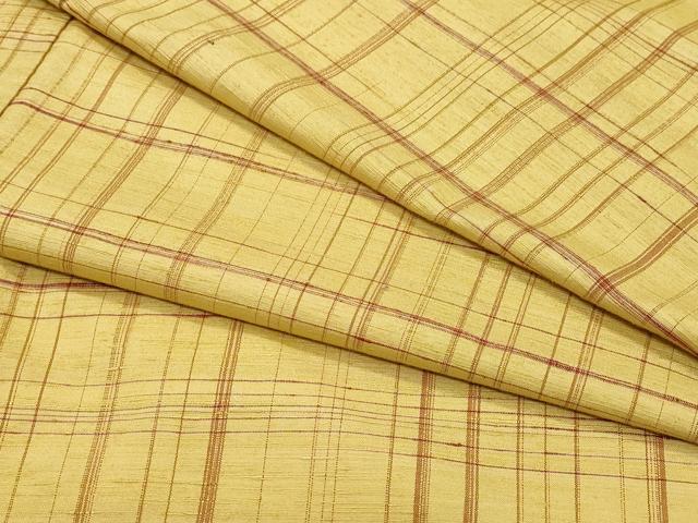 平和屋着物●上質な紬　格子柄　正絹　逸品　CAAU9969vf