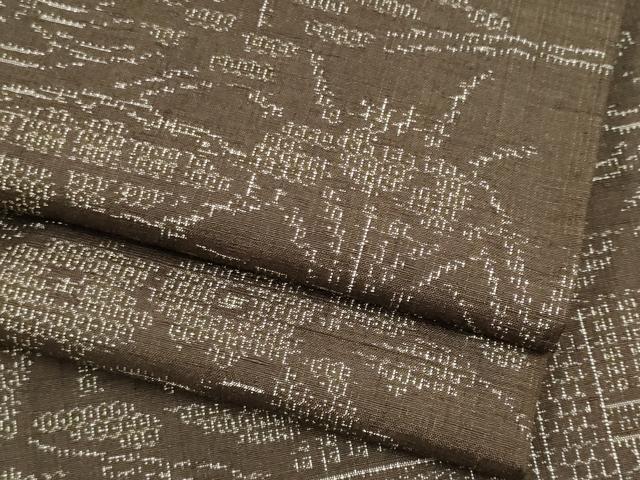 平和屋着物▽結城紬　単衣　100亀甲　流水風景花文　正絹　逸品　CAAV0897ou