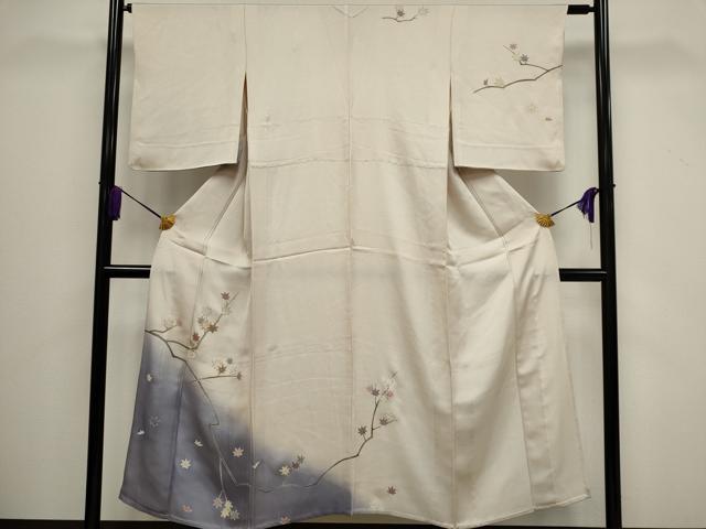 平和屋着物▽訪問着　単衣　駒刺繍　楓文　暈し染め　金彩　正絹　逸品　CAAV0898ou