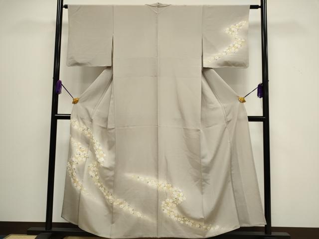 平和屋着物▽訪問着　単衣　道長舞桜文　暈し染め　金彩　正絹　逸品　CAAV0908ou