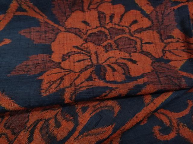 平和屋着物▽上質な紬　単衣　竹垣花唐草文　正絹　逸品　CAAV3168ut