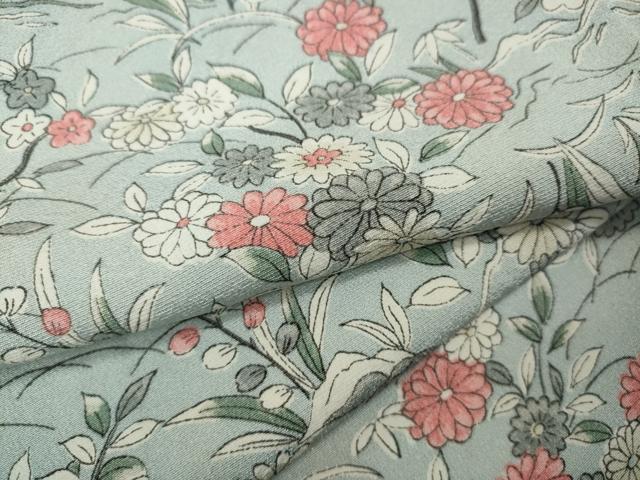 平和屋着物▽上質な小紋　単衣　草花尽くし　正絹　逸品　CAAV3175ut