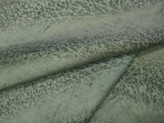 平和屋着物▽上質な小紋　単衣　斜線枝葉文　正絹　逸品　CAAV3196ut