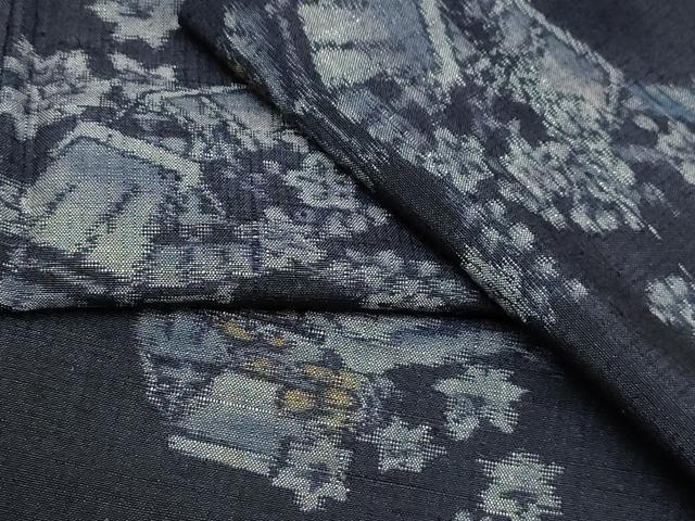 平和屋着物▽上質な紬 　単衣　 風景文　正絹　逸品　未使用　CAAV3709dy