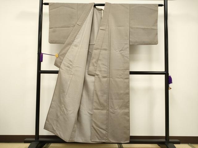 平和屋着物▽小紋 単衣 格子柄 CAAV3710dy