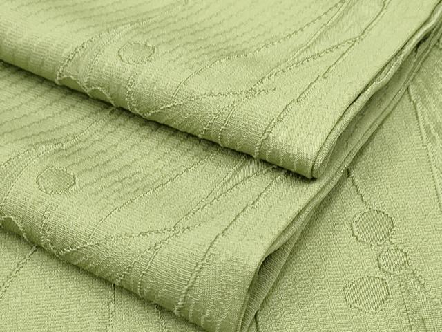 平和屋着物▽上質な色無地　単衣　草花地紋　苗色　正絹　逸品　CAAV3719dy