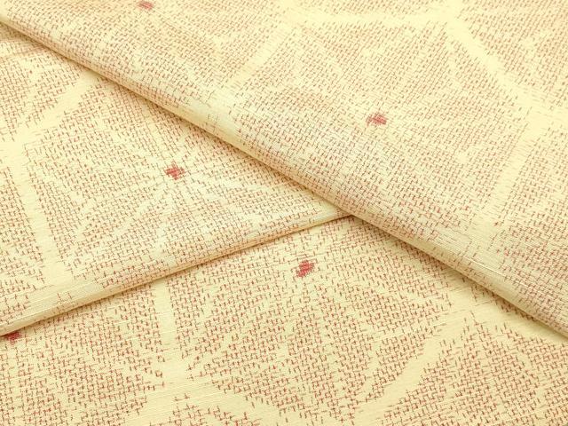 平和屋着物▽上質な紬　単衣　麻の葉文様　正絹　逸品　CAAV3723dy