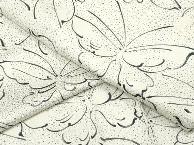 平和屋着物▽洗える最高級着物　＜英＞はなぶさ謹製　小紋　単衣　舞蝶文　CAAV3732dy