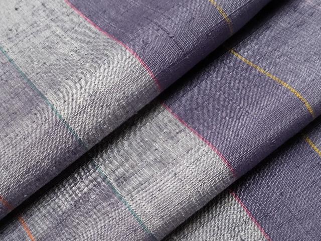 平和屋着物▽上質な紬 　単衣　縞　正絹　逸品　未使用　CAAV3745dy