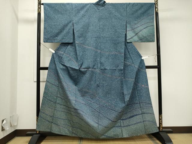 平和屋着物▽石川県指定無形文化財　牛首紬　白山工房　手織り　訪問着　単衣　吉祥文　金彩　正絹　逸品　CAAV3767dy