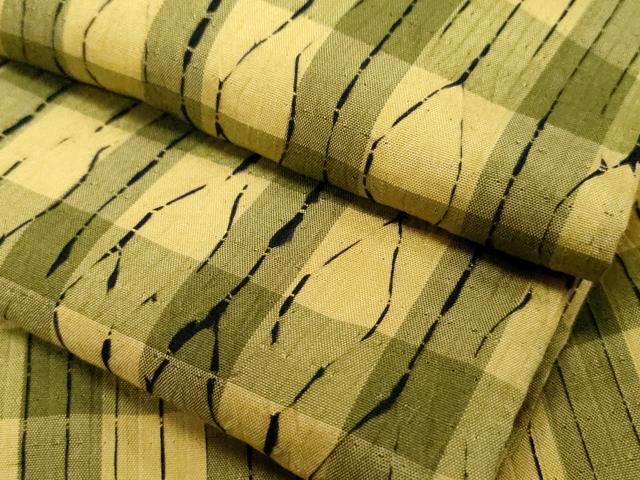 平和屋着物▽上質な紬　単衣　杢目絞り　杢目文　正絹　逸品　CAAV3772dy