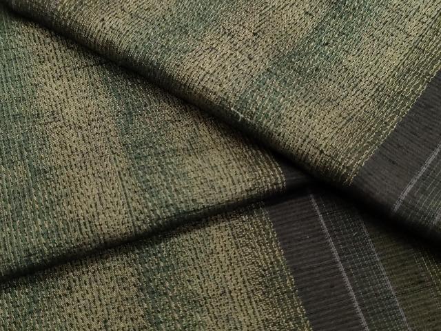 平和屋着物▽上質な紬　単衣　麻の葉間道　正絹　逸品　CAAV3778dy