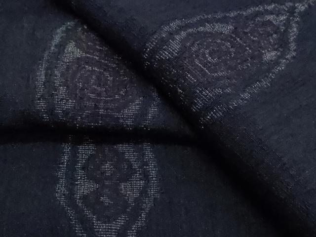 平和屋着物▽結城縮　単衣　吉祥文　正絹　逸品　CAAV3780dy