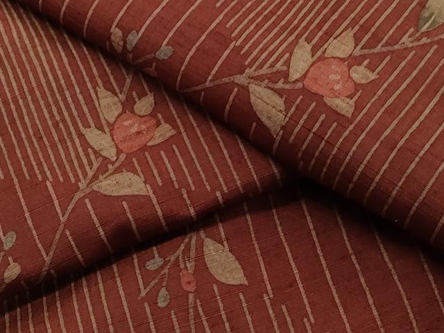 平和屋着物▽上質な小紋　単衣　紬地　橘文　正絹　逸品　CAAV3788dy