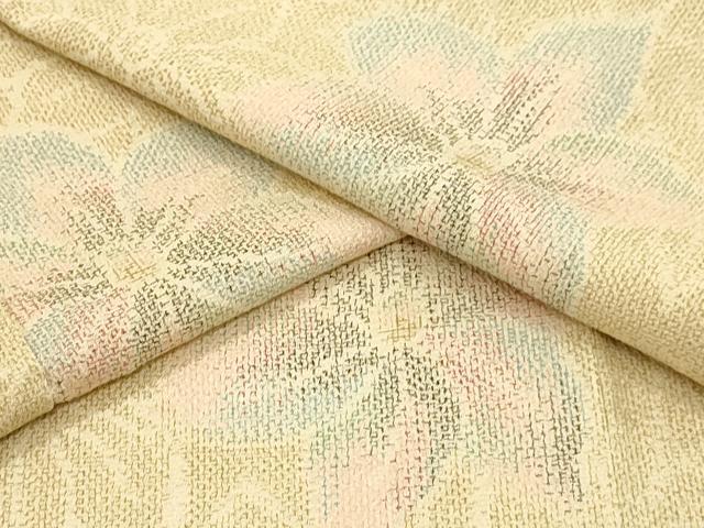 平和屋着物▽本塩沢　単衣　花尽し文　正絹　逸品　CAAV3797dy