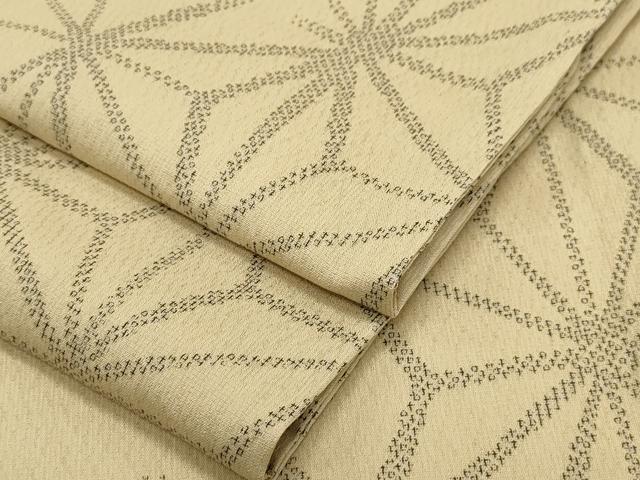 平和屋着物▽小紋　単衣　麻の葉文様　洗える着物　CAAV3835dy