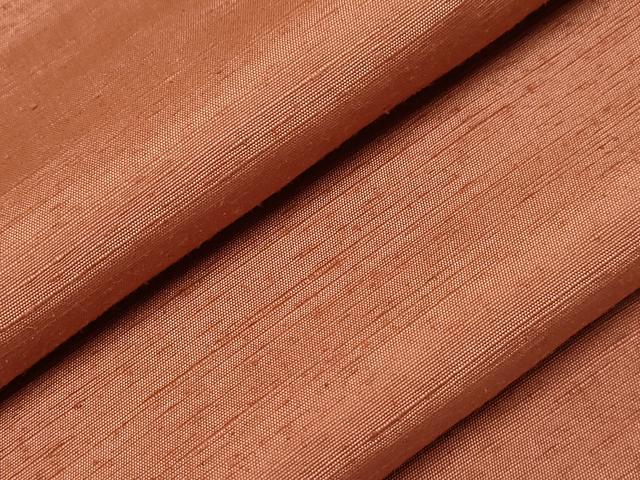 平和屋着物▽上質な紬　単衣　色無地　土器色　正絹　逸品　CAAV3883dy