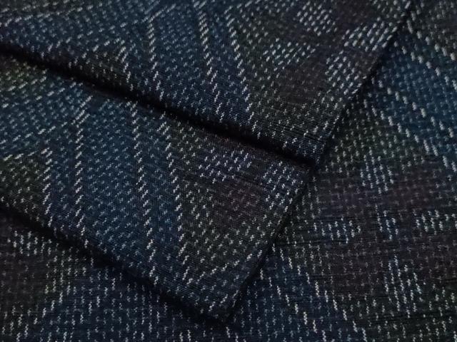 平和屋着物▽上質な紬　単衣　菱花文　正絹　逸品　CAAV3887dy