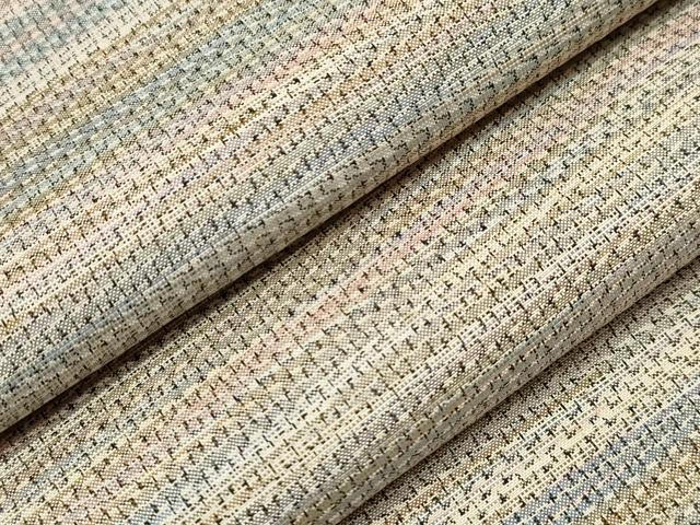 平和屋着物▽上質な紬　単衣　横段文　正絹　逸品　CAAV3889dy