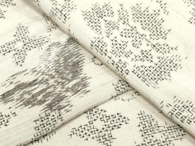 平和屋着物▽上質な紬　単衣　更紗花蝶文　正絹　逸品　CAAV3890dy