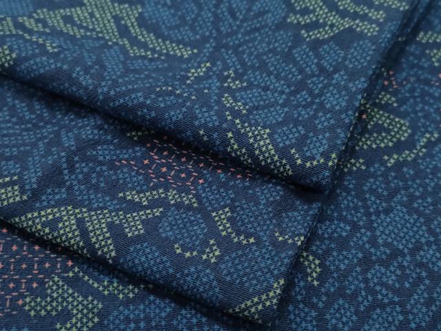 平和屋着物▽上質な小紋　単衣　草花文　CAAV3899dy