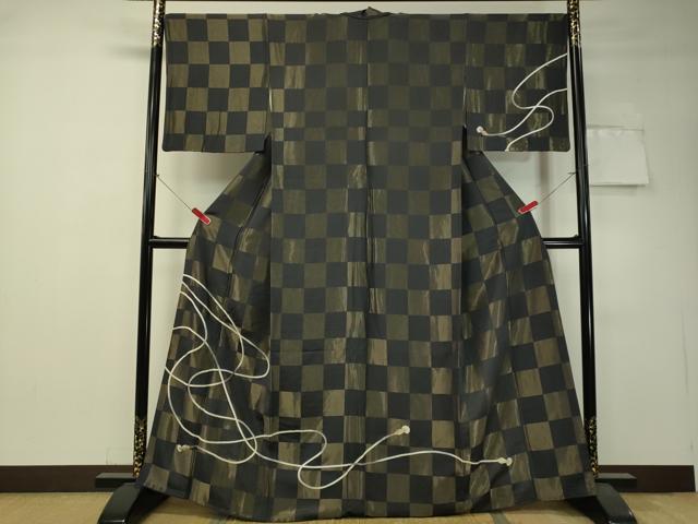 平和屋着物●訪問着　総刺繍　市松紐文　金糸　大丸扱い　正絹　逸品　CAAV4693vp