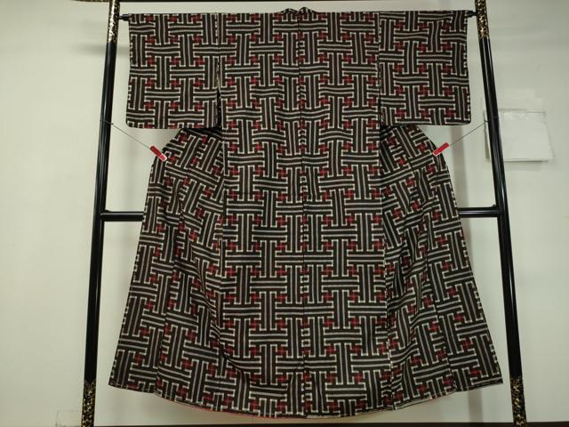 平和屋着物●本場大島紬　龍郷絣　秋名バラ　正絹　逸品　未使用　CAAV4732vp