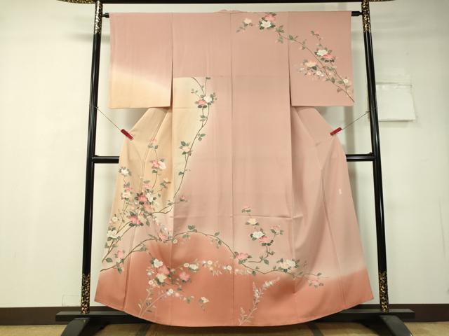 平和屋着物●訪問着　友禅　作家物　枝花文　暈し染め　正絹　逸品　CAAV4751vp