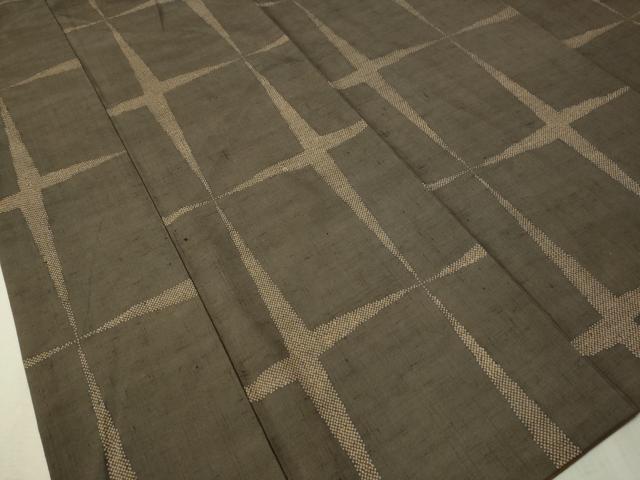 平和屋着物○上質な小紋 紬地 変わり格子文 三越扱い 正絹 逸品