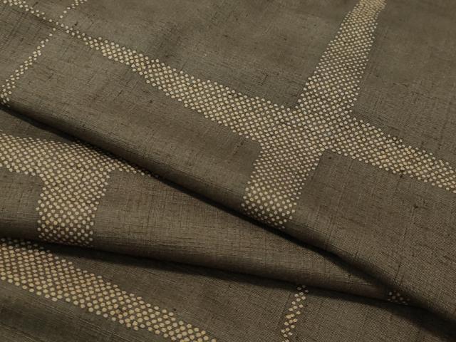 平和屋着物●上質な小紋　紬地　変わり格子文　三越扱い　正絹　逸品　CAAV4767vp