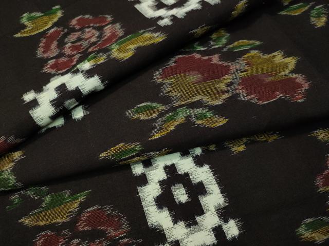 平和屋着物▽久留米絣　単衣　吉祥花文　綿　逸品　CAAV4797vp