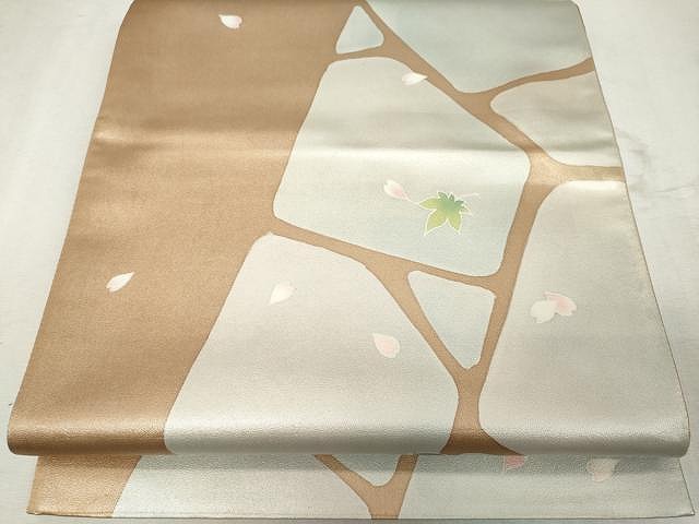 平和屋着物●太鼓柄袋帯　舞花文　引箔　正絹　逸品　CAAV5210yk