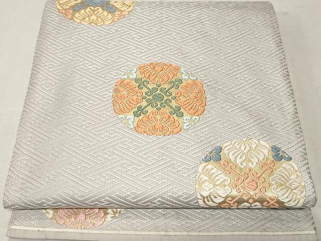 平和屋着物●六通柄袋帯　唐織　紗綾形有職文　金糸　正絹　逸品　CAAV5249yk