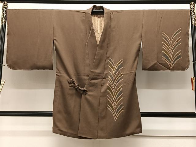 平和屋着物＃道中着　絞り　芒　ススキ　暈し染め　ロング丈　正絹　逸品　未使用　CAAV5699id