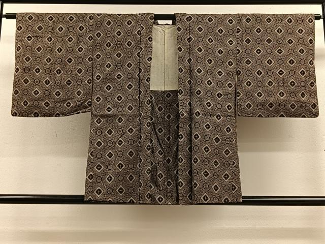 平和屋着物＃本場大島紬　龍郷絣　羽織　菱吉祥文　正絹　逸品　CAAV5772id