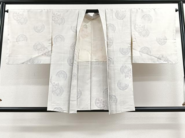 平和屋着物＃本場大島紬　白大島　羽織　霞絵皿文　正絹　逸品　CAAV5773id