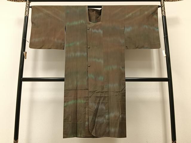 平和屋着物▽道行コート　単衣　雨コート　霞文　ロング丈　正絹　逸品　未使用　CAAV5788id