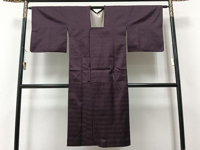 平和屋着物▽道行コート　単衣　雨コート　変わり縞　ロング丈　正絹　逸品　CAAV5790id