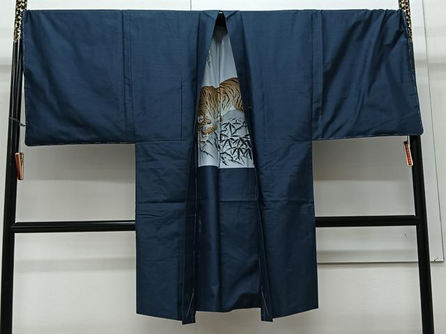 平和屋着物＃男性　長羽織　紬地　吉祥文　キングサイズ　正絹　逸品　未使用　CAAV5814id