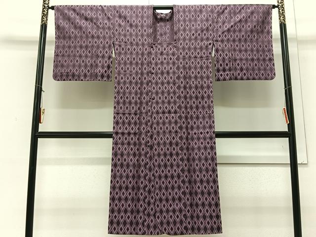 平和屋着物＃道行コート　単衣　雨コート　菱繋ぎ文　ロング丈　正絹　逸品　CAAV5832id