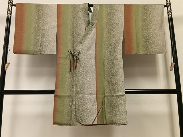 平和屋着物＃道中着　紬地　霞間道　たたき染め　ロング丈　正絹　逸品　CAAV5882id