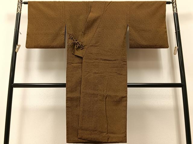 平和屋着物＃道中着　お召地　杢目文様　ロング丈　正絹　逸品　CAAV5888id