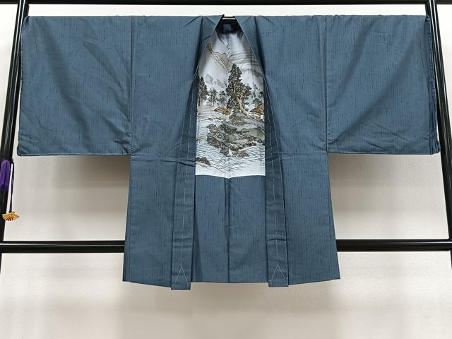 平和屋着物＃男性　羽織　紬地　霞文　正絹　逸品　CAAV5900id