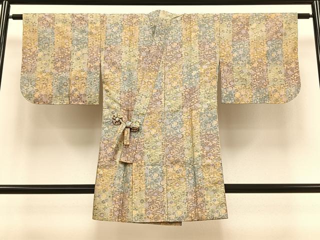 平和屋着物＃道中着　籠目草花文　ロング丈　正絹　逸品　CAAV5910id