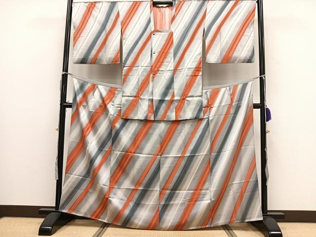 平和屋着物＃道行コート　二部式　斜線文　暈し染め　正絹　逸品　CAAV5920id